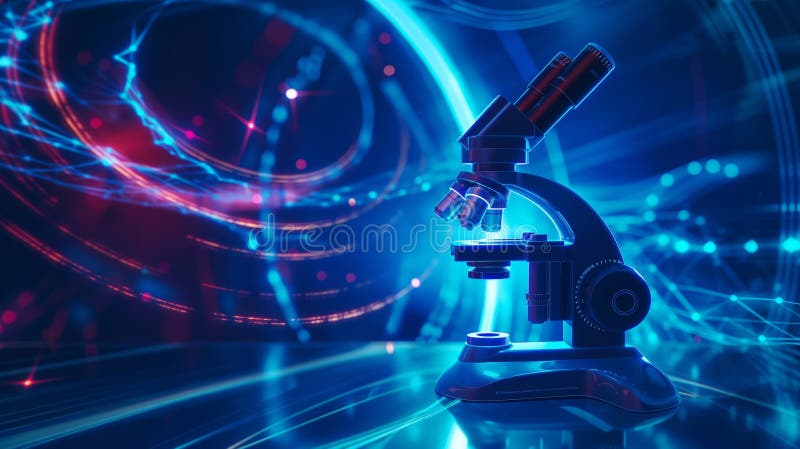 Futuristic Microscope with Abstract Light Patterns Stock Image - Image ...