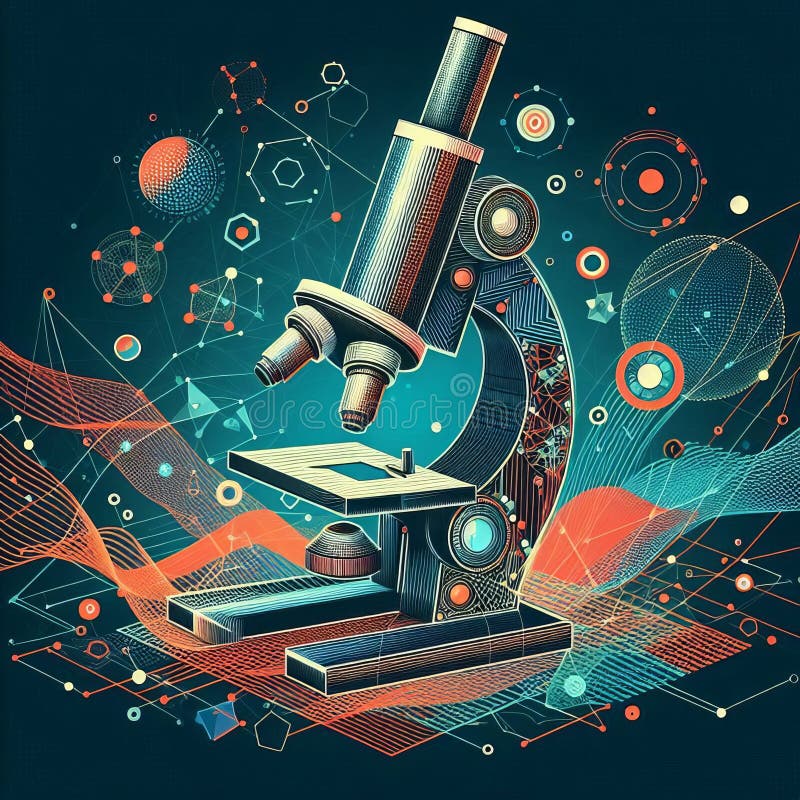 Microscope Illustrations Created with Geometric Lines and Shapes Stock ...