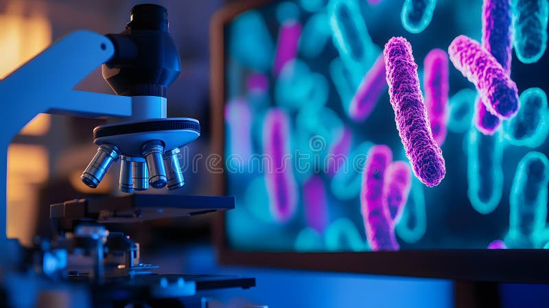 Microscope Image of Genetically Engineered Bacteria. Stock Illustration ...