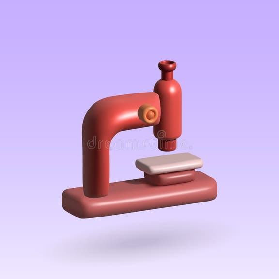 Microscope Isolated 3d Icon. Red Microscope 3d Illustration. Stock ...