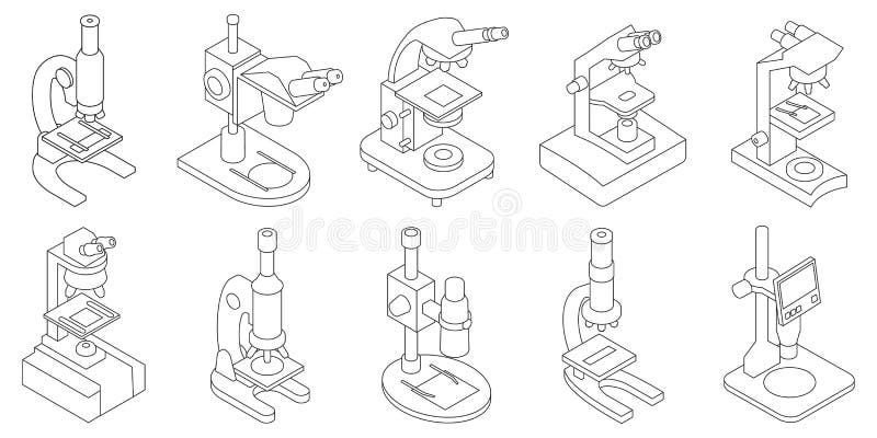 Microscope Isolated Isometric Set Icon. Vector Illustration Laboratory ...