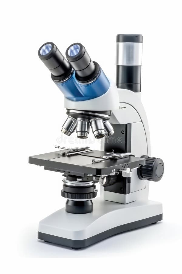 Microscope Isolated on White Background, Research Experiments Stock ...
