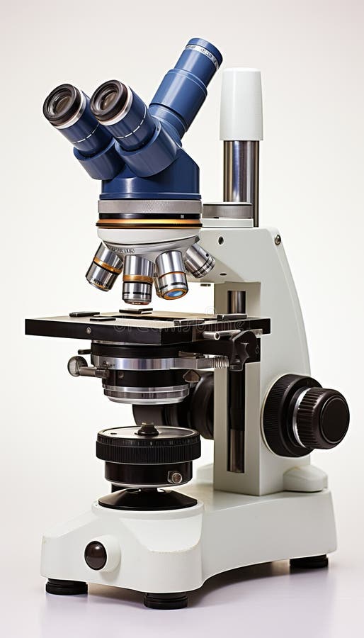 Microscope Isolated on White Background, Science Lab Equipment Stock ...