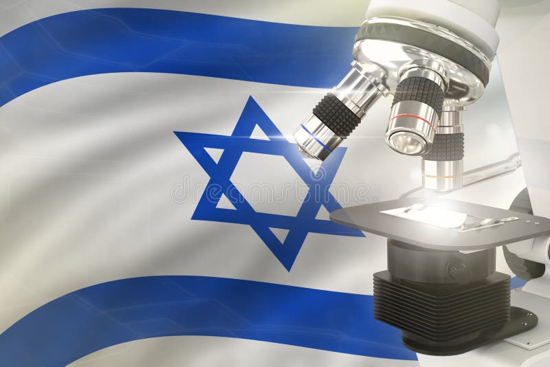 Microscope on Israel Flag Background - Science Development Concept ...