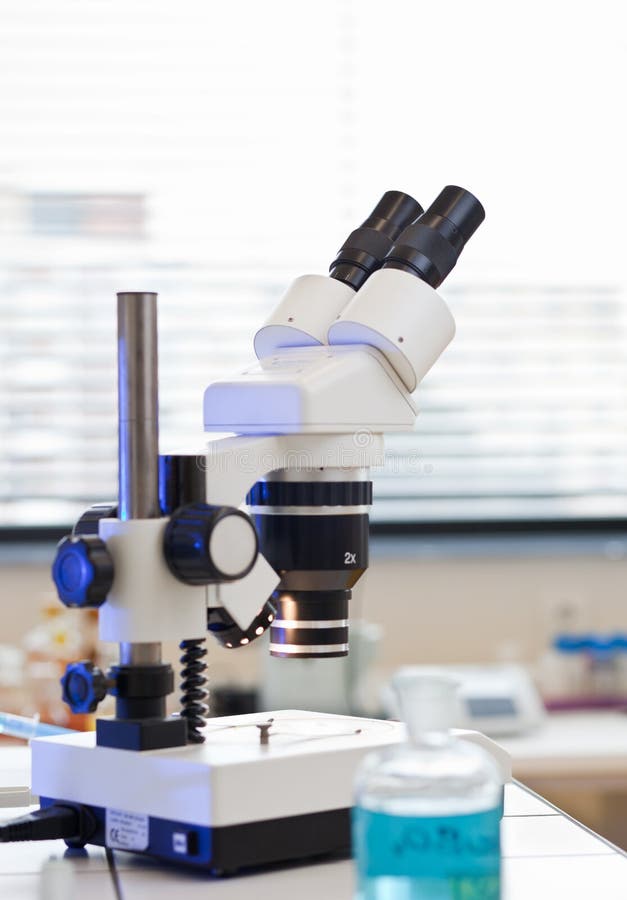 Microscope in a lab stock image. Image of chemistry, biotechnology ...