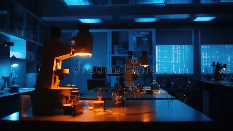 Microscope in Lab ,Generative AI Stock Illustration - Illustration of ...