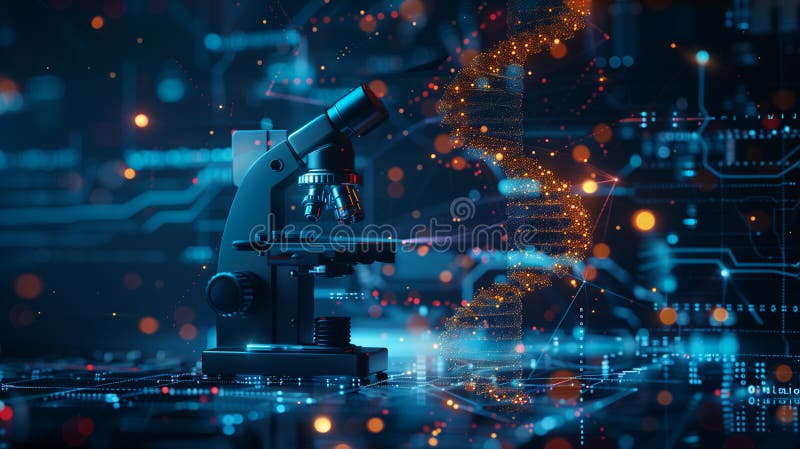 Microscope on a Lab Table with a Slide Stock Illustration ...