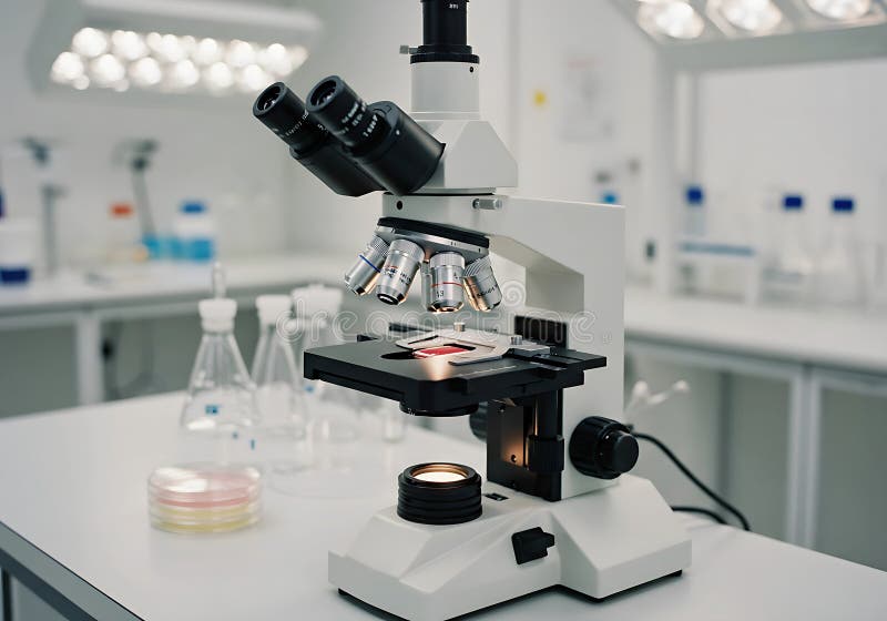Laboratory Microscope in a Modern Lab Stock Illustration - Illustration ...