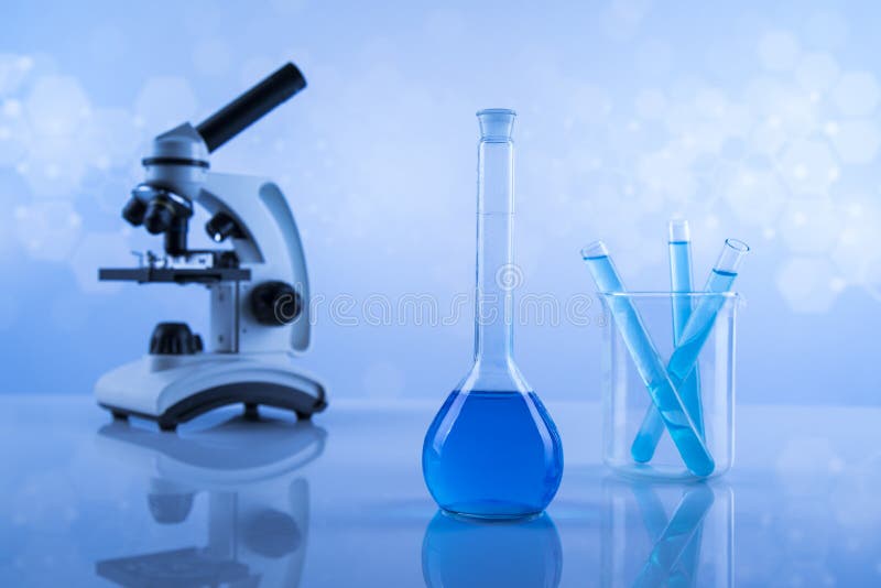 Microscope, Laboratory Beakers,Science Experiment, Atom Stock Photo ...