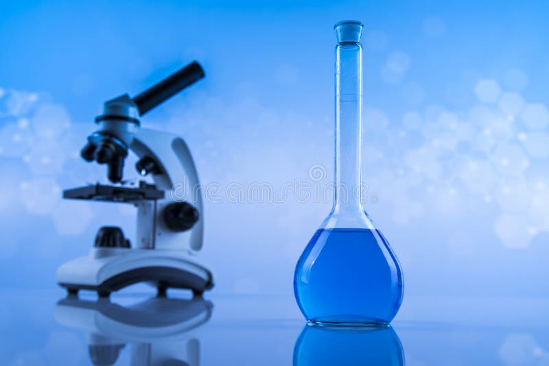 Microscope, Laboratory Beakers,Science Experiment Stock Photo - Image ...
