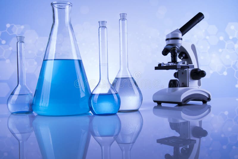 Microscope, Laboratory Beakers,Science Experiment Stock Photo - Image ...