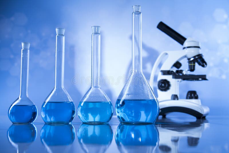 Microscope, Laboratory Beakers,Science Experiment Stock Image - Image ...
