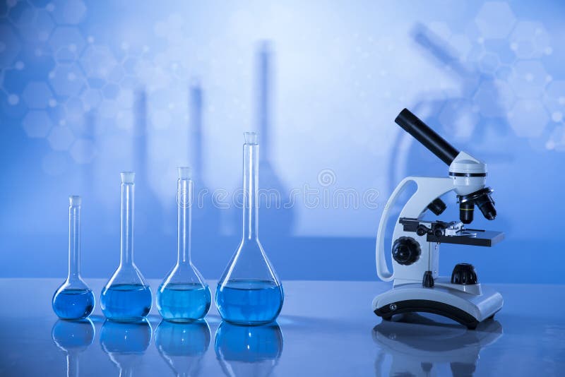 Microscope, Laboratory Beakers,Science Experiment Stock Photo - Image ...