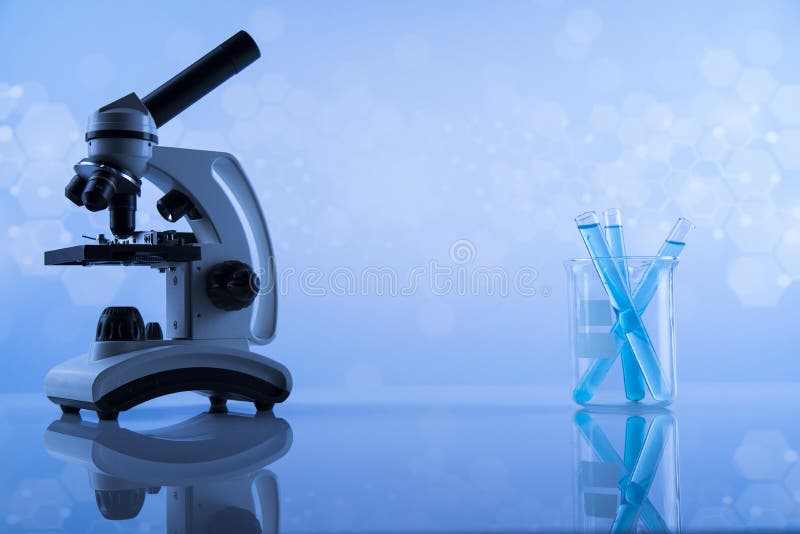 Microscope, Laboratory Beakers,Science Experiment Stock Image - Image ...