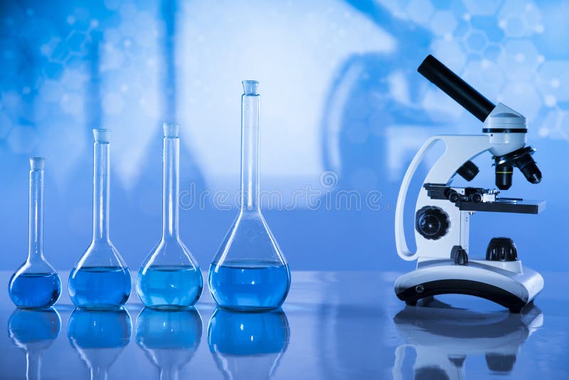 Microscope, Laboratory Beakers,Science Experiment Stock Image - Image ...