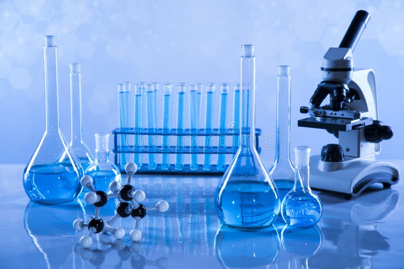 Microscope, Laboratory Beakers,Science Experiment Stock Photo - Image ...