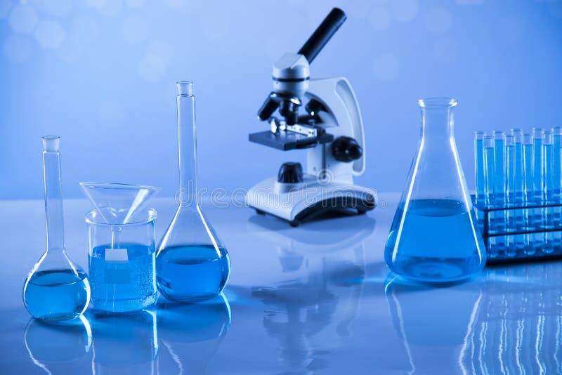 Microscope, Laboratory Beakers,Science Experiment Stock Photo - Image ...