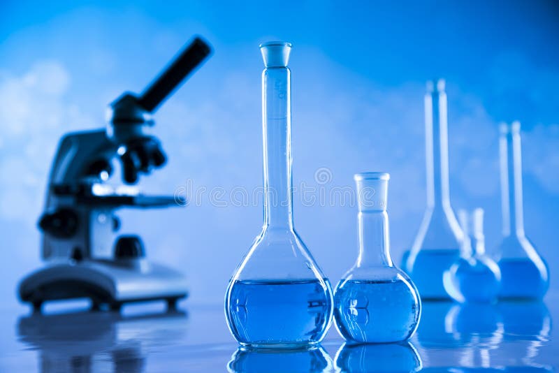 Microscope, Laboratory Beakers,Science Experiment Stock Image - Image ...