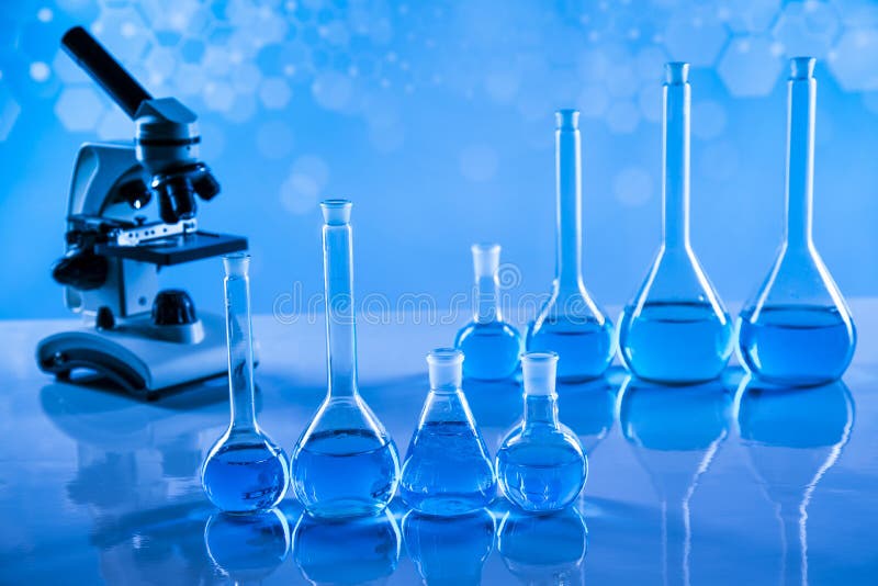 Microscope, Laboratory Beakers,Science Experiment Stock Photo - Image ...