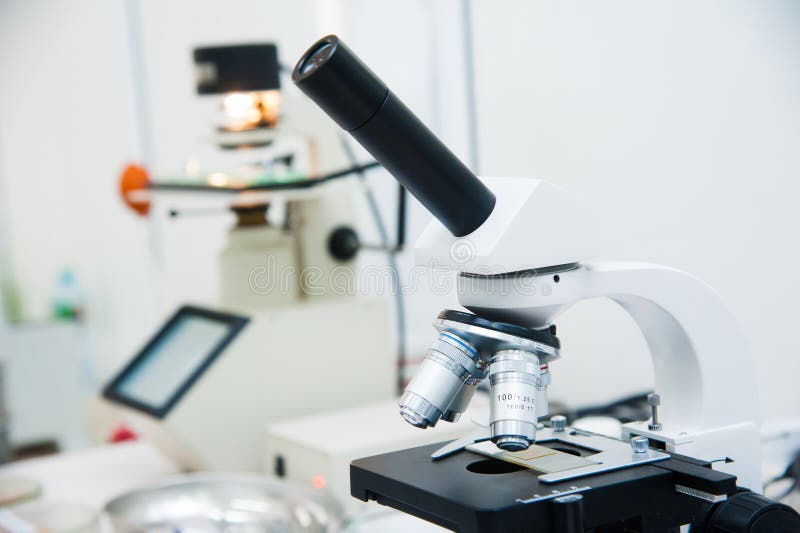 Microscope at laboratory stock image. Image of medicine - 165465885