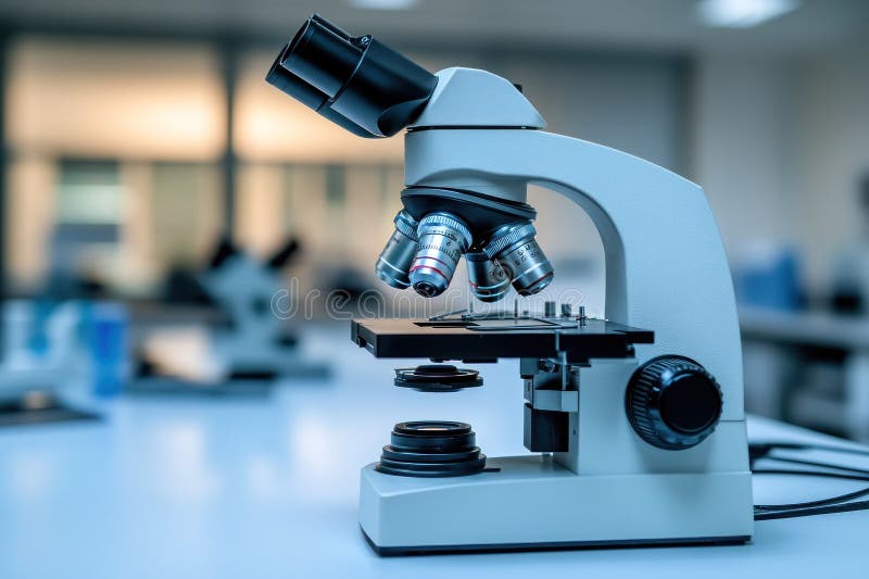 Microscope on a Laboratory Desk in a Bright Modern Setting, Symbolizing ...
