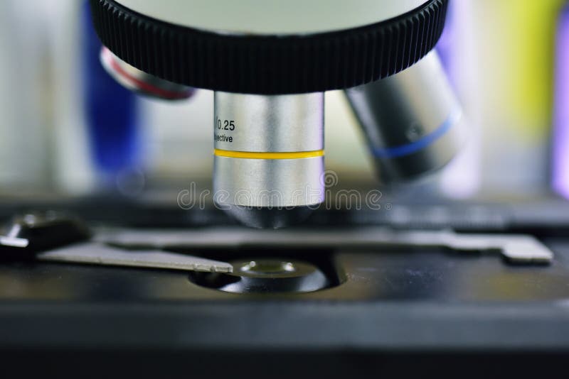 Microscope in Laboratory Equipment Analyzer Stock Image - Image of ...