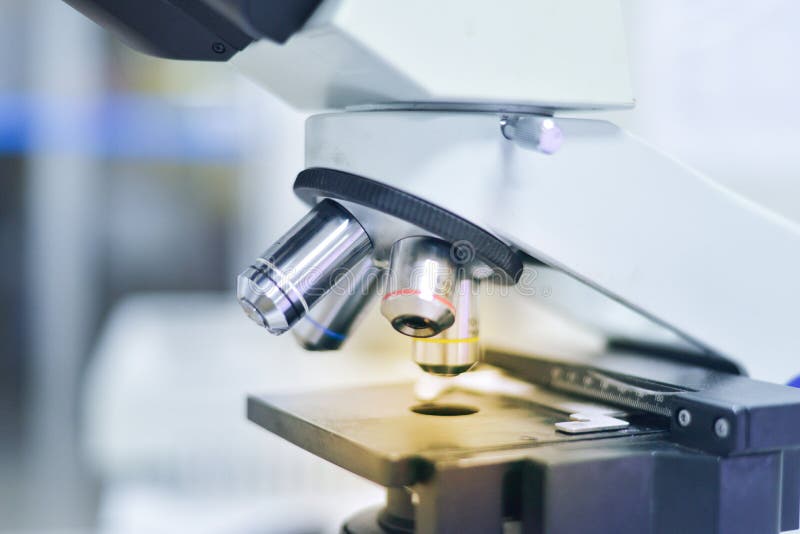 Microscope Laboratory Equipment Medical Science Background. Stock Image ...