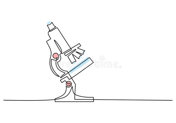 Microscope - Laboratory Equipment and Tools Object, One Line Drawing ...