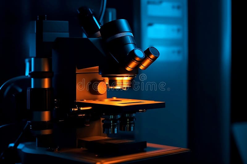 Microscope in Laboratory. Generative AI. Stock Illustration ...