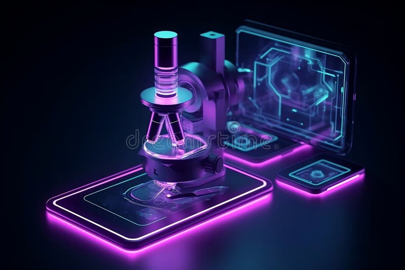 Microscope in Laboratory. Generative AI. Stock Illustration ...