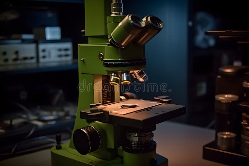 Microscope in Laboratory. Generative AI. Stock Illustration ...
