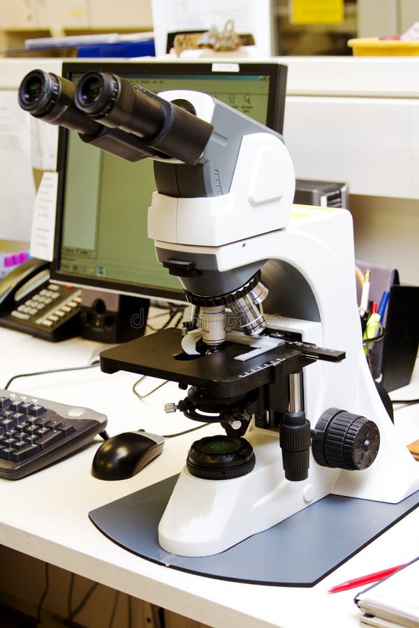 Microscope in Laboratory at Hospital Stock Photo - Image of experiment ...