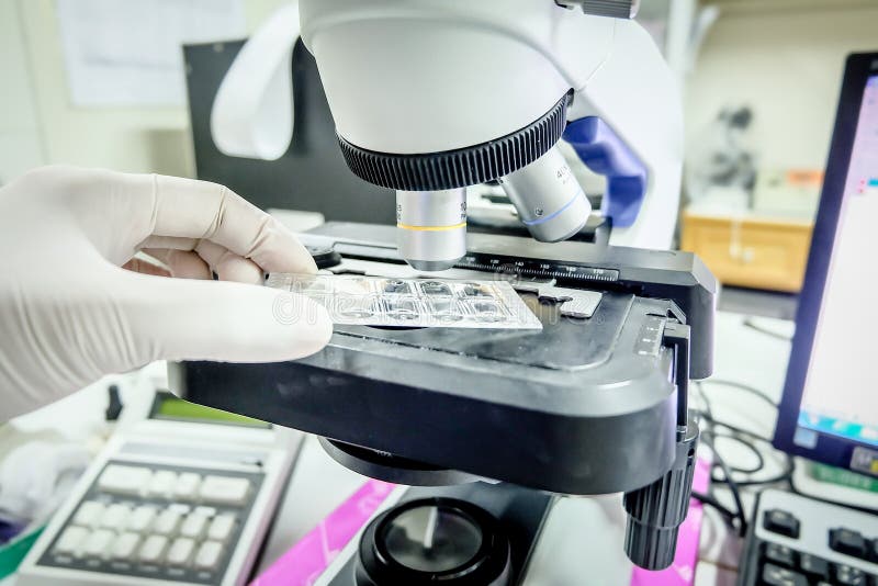 Microscope in Laboratory for Investigetion Testing Stock Photo - Image ...