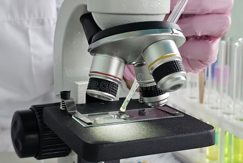 Microscope in Laboratory for Scientific Research and Examination of ...