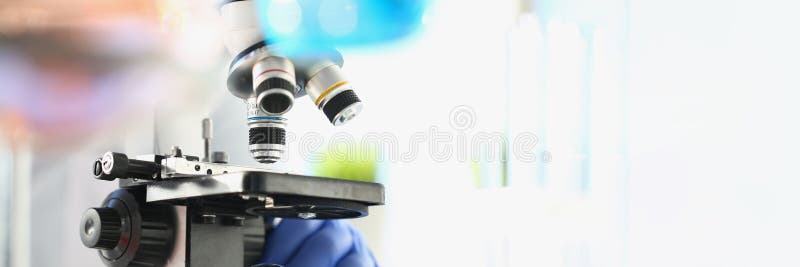 Microscope in Laboratory for Study of Biology and Chemistry Stock Image ...