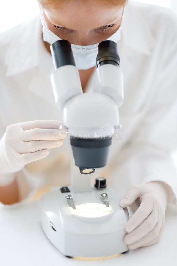 Microscope Laboratory - Woman Medical Research Stock Image - Image of ...