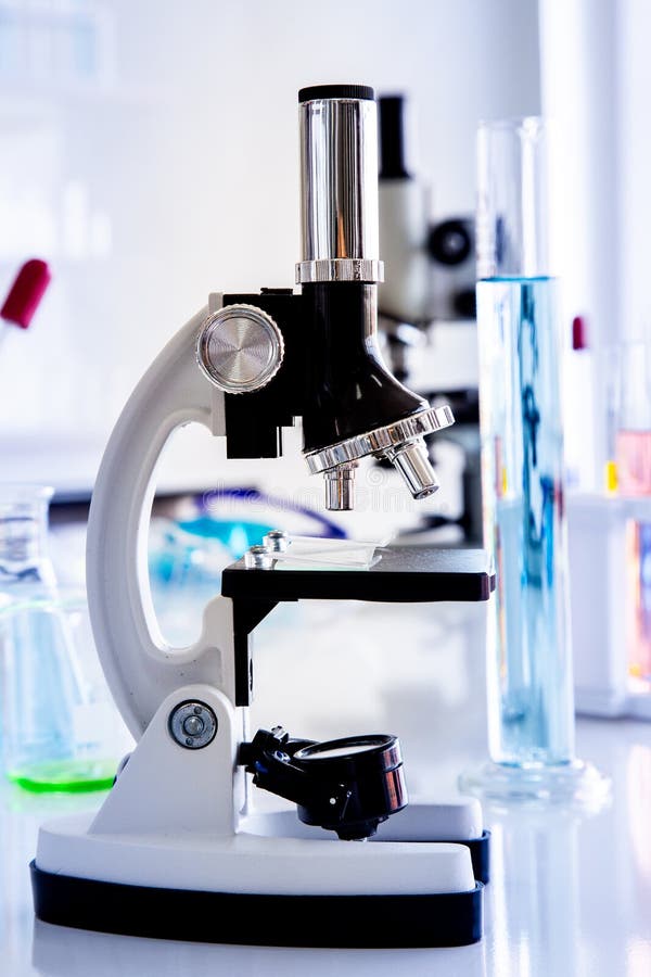 Microscope in Laboratory Room Stock Photo - Image of room, laboratory ...