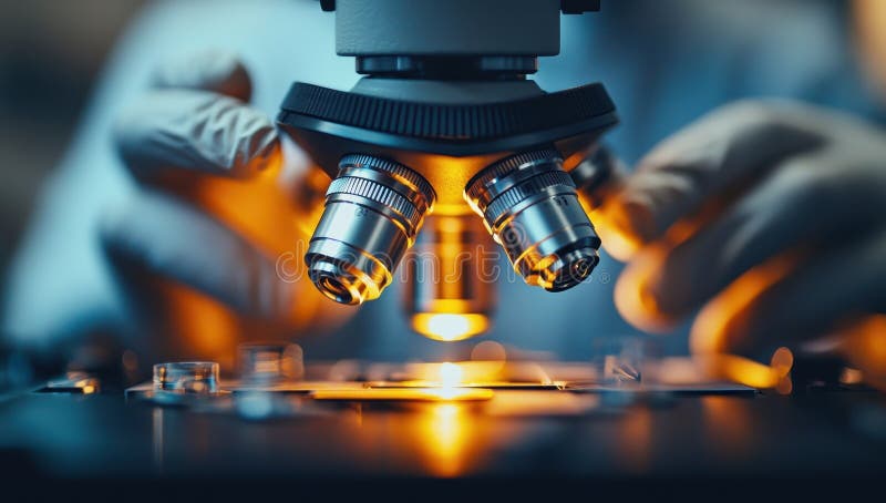 Microscope Lens Examining Sample, Scientific Research Concept Stock ...