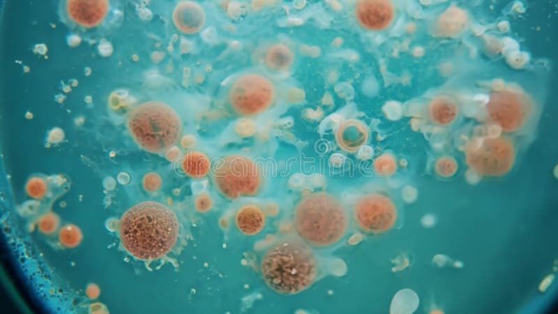Through the Microscope Lens Tiny Microorganisms Swim and Multiply in a ...