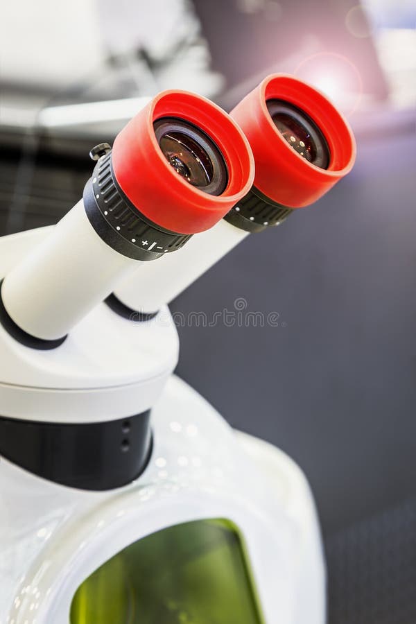 Microscope Lenses and Eyepieces in a Laboratory or Training Center ...