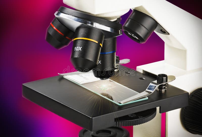 Microscope Lenses Focused on a Specimen Stock Image - Image of biology ...