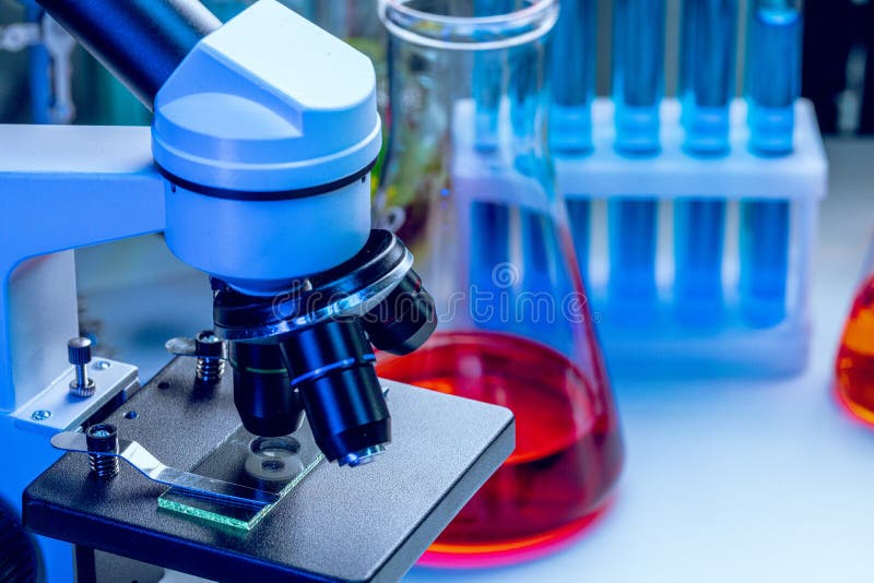 Microscope Lenses on a Laboratory Desk Close Up Stock Image - Image of ...