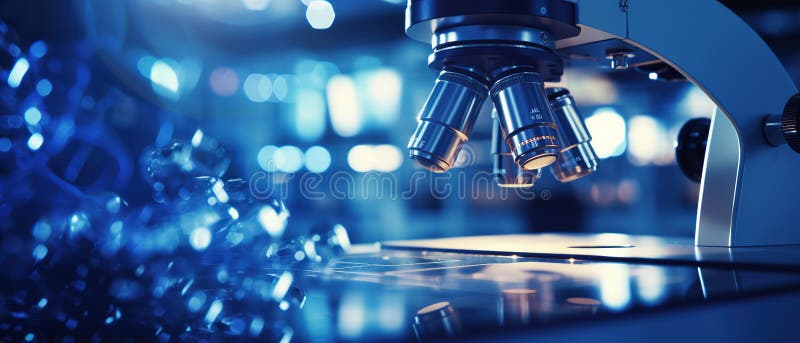 Microscope with Light Shining through Stock Illustration - Illustration ...