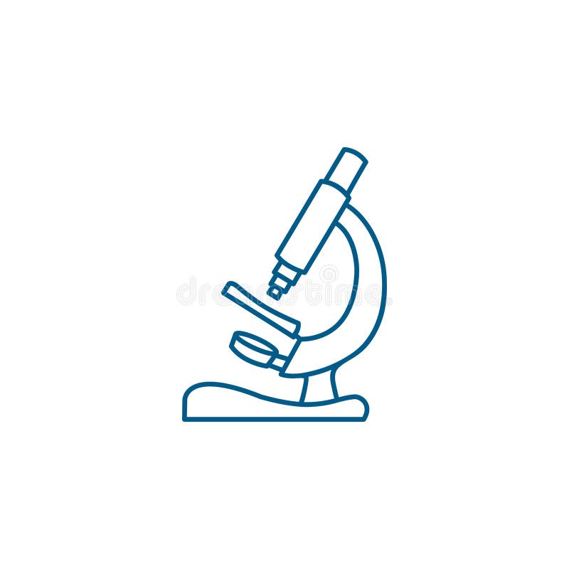 Microscope Line Blue Icon on White Background. Blue Flat Style Vector ...