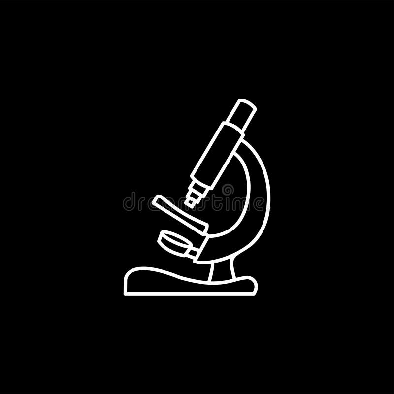 Microscope Line Icon on Black Background. Black Flat Style Vector ...