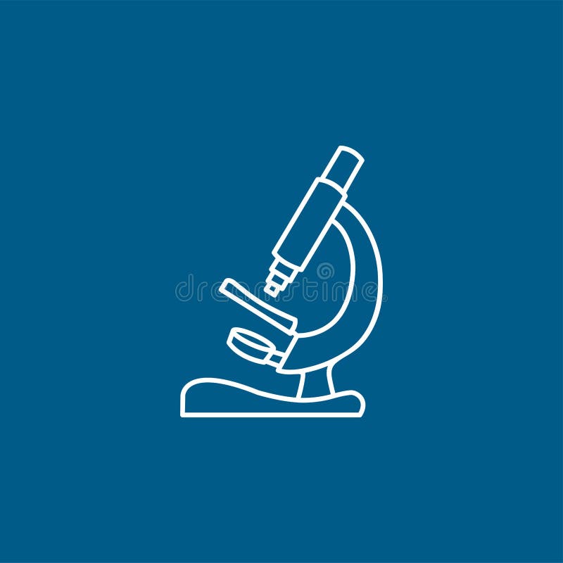 Microscope Line Icon on Blue Background. Blue Flat Style Vector ...