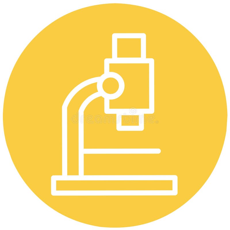 Microscope Line Icon. Lab Lens Vector Illustration Isolated on Yellow ...
