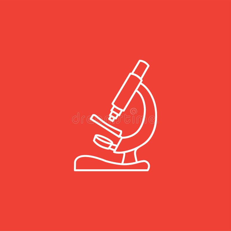 Microscope Line Icon on Red Background. Red Flat Style Vector ...