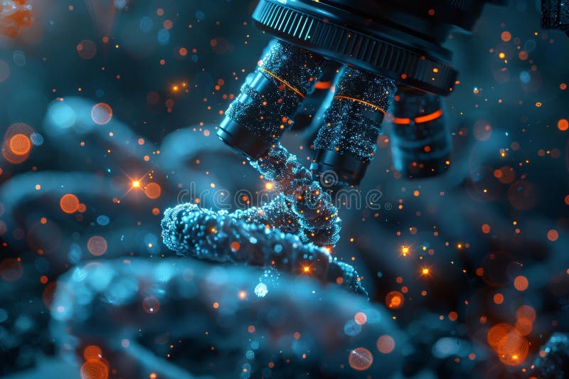 A Microscope is Looking at a Cell Under a Microscope Stock Image ...