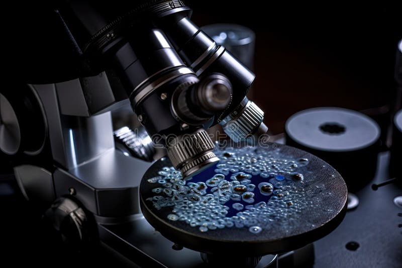 Microscope, with a Magnified Image of a Cell or Molecule Stock ...